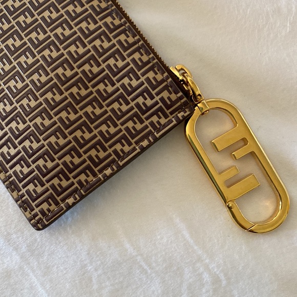 Fendi | Accessories | Authentic Fendi Brown Embossed Leather Coin Purse ...